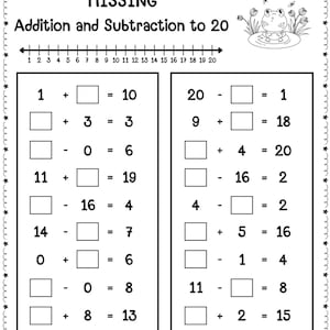 50 Printable Spring Missing Addends and Subtrahend to 20 | Math ...