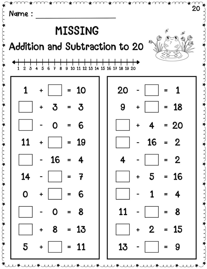 50 Printable Spring Missing Addends and Subtrahend to 20 | Math ...