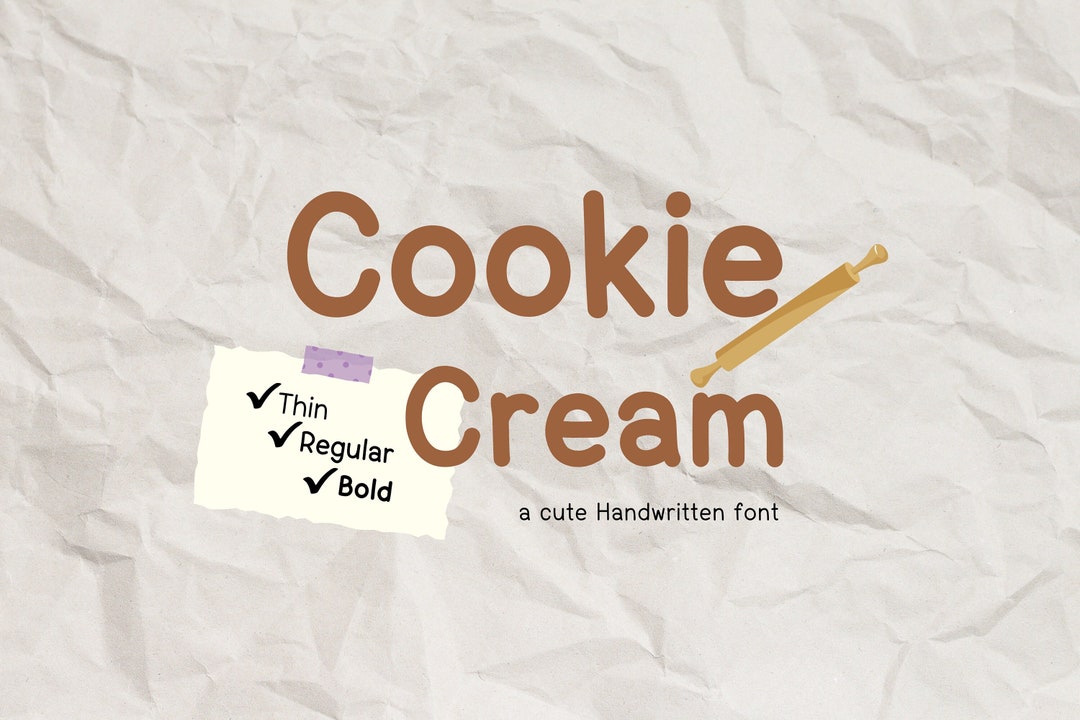 Cookie Cream Handwritten Font, Simple Font, Cute Font, Neat Handwriting ...