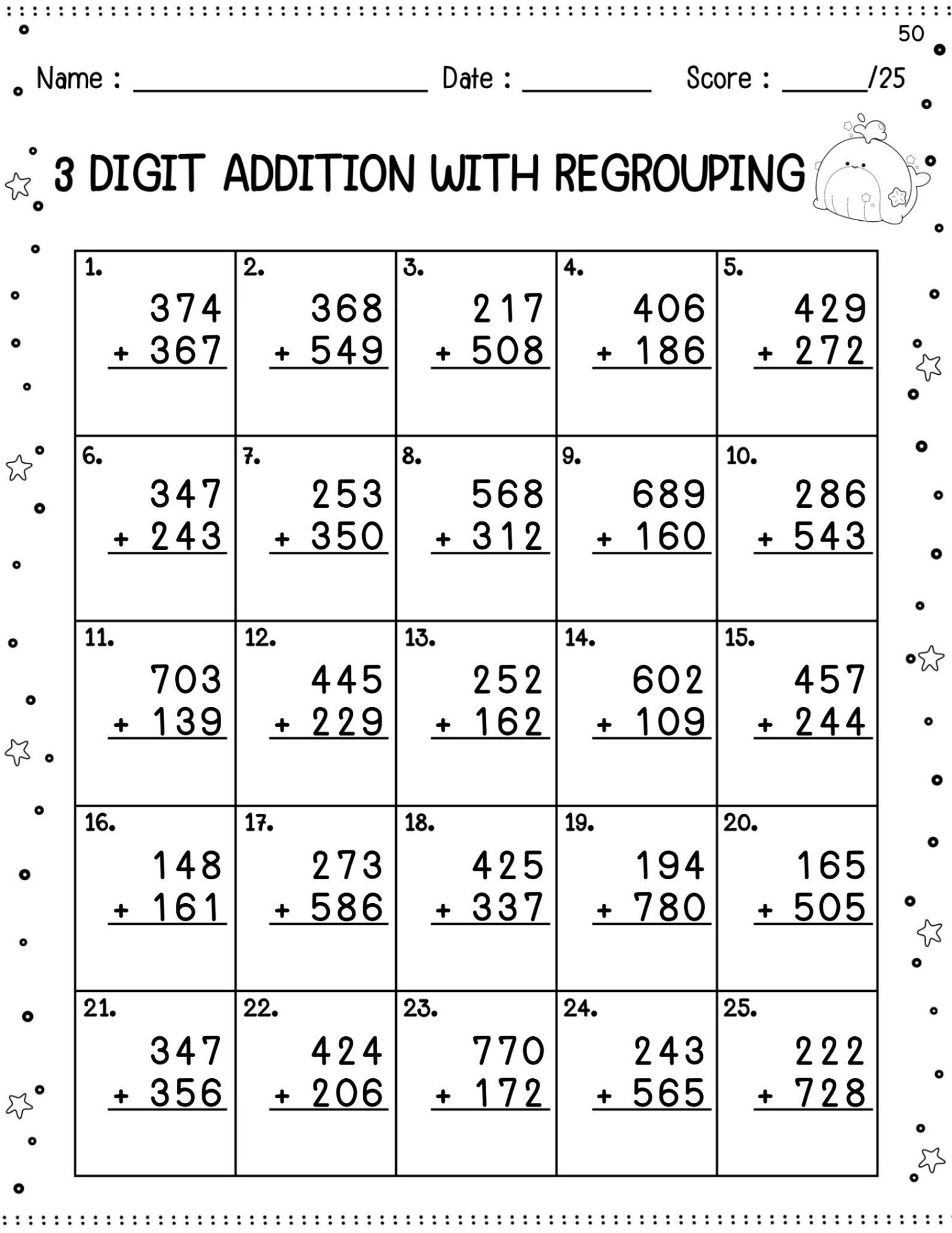 3 Digit Addition With Regrouping Worksheets | Printable Math Practice ...