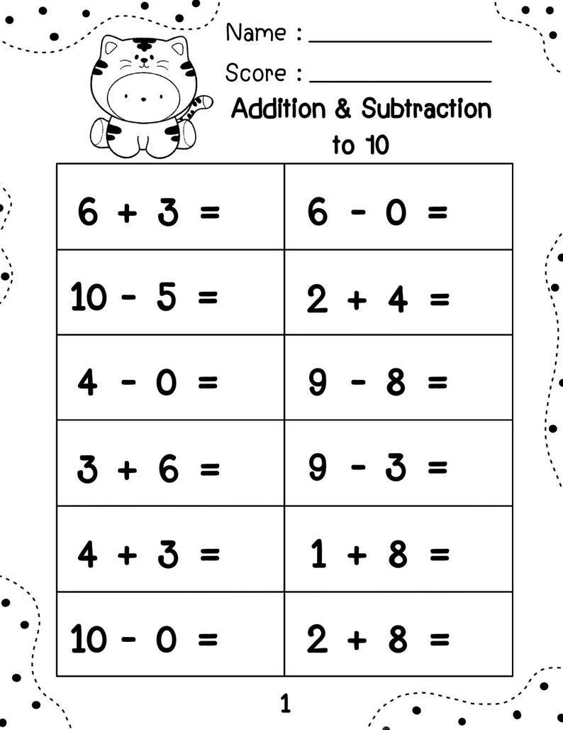 Addition Subtraction Worksheets | Kindergarten-1st Grade Math - Etsy