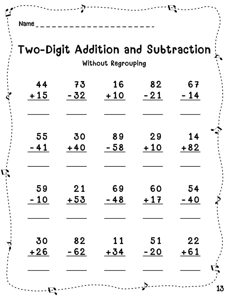 Two Digit Addition & Subtraction Worksheets: 1st-2nd Grade Math ...