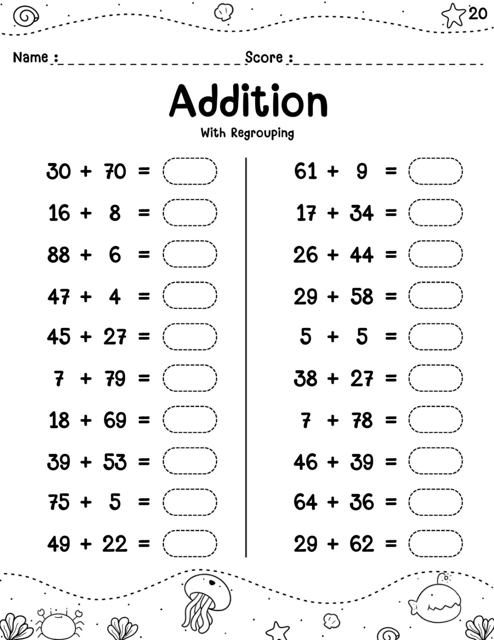 Addition With Regrouping (within 100) for 1st Grade-2nd Grade Math ...
