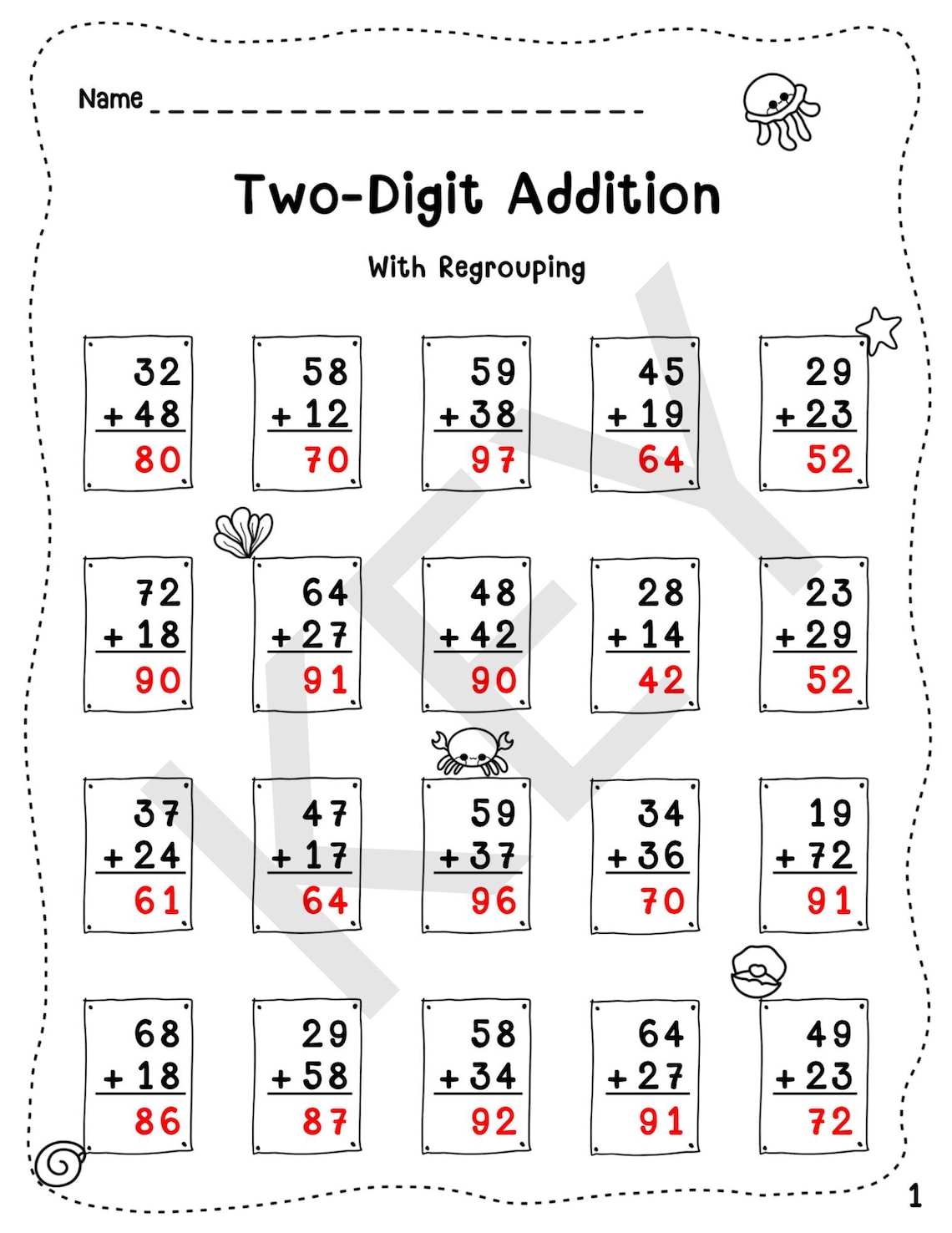 Two Digit Addition Within 100 With Regrouping Worksheets - Etsy