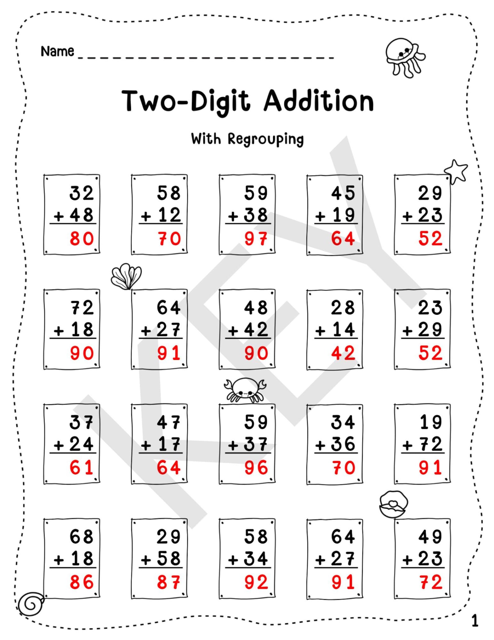 Two Digit Addition Within 100 With Regrouping Worksheets - Etsy