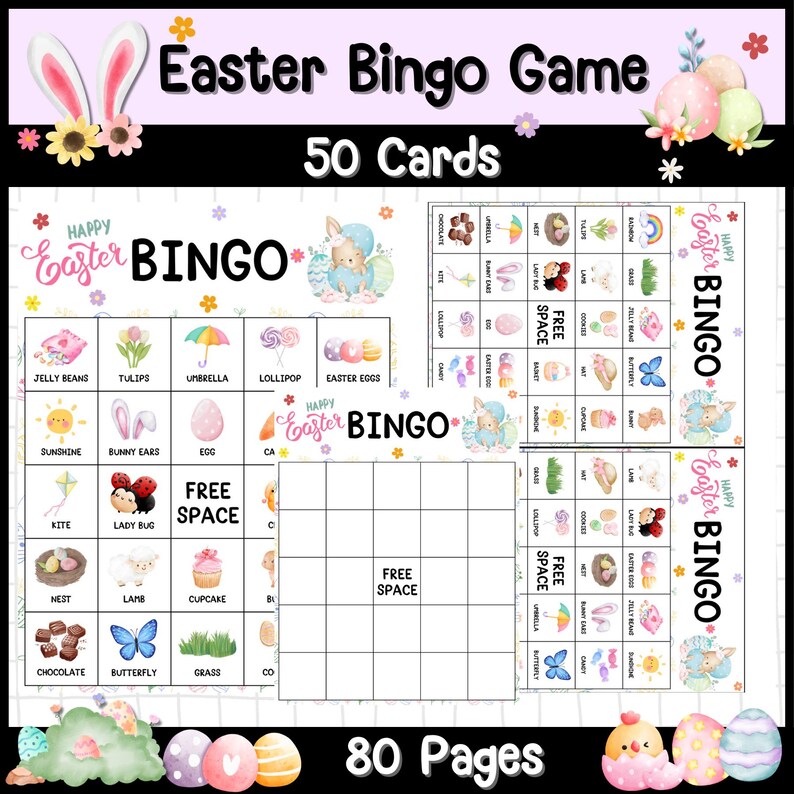 Easter Bingo Cards Activity | 50 Different Cards for Spring Fun ...