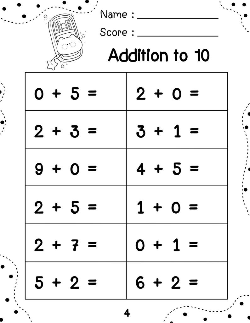Addition Worksheets: Math Homework Practice for Kindergarten-1st Grade ...
