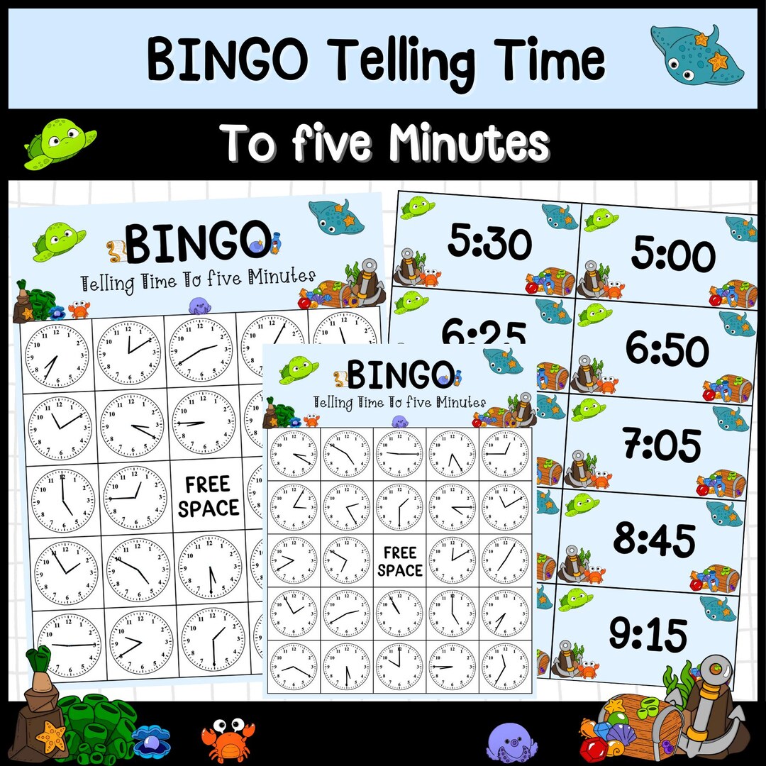 Telling Time Bingo Game – Nearest 5 Minutes | Fun 2nd Grade Practice ...