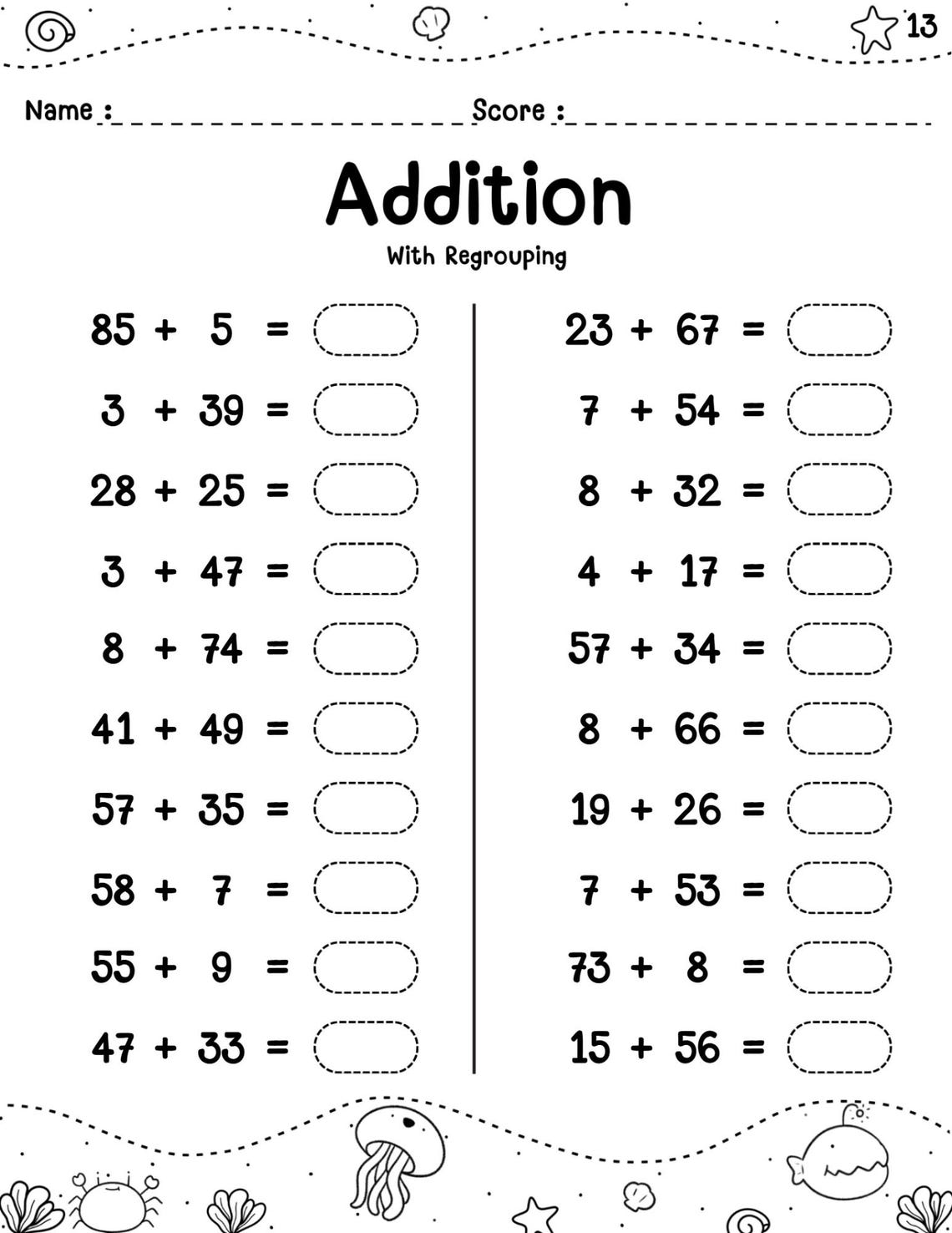 Addition With Regrouping (within 100) for 1st Grade-2nd Grade Math ...