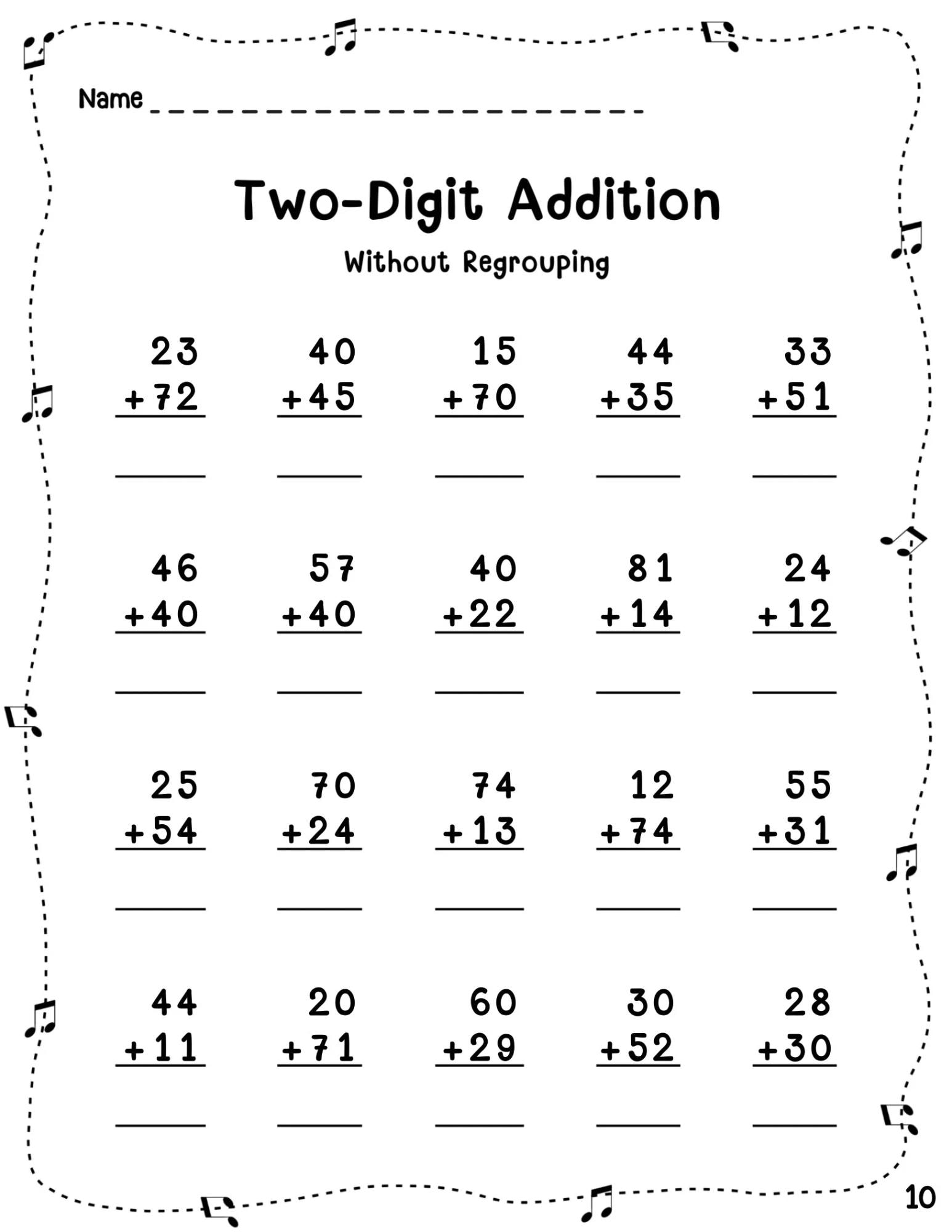 Two Digit Addition Without Regrouping (within 100) for 1st Grade-2nd ...