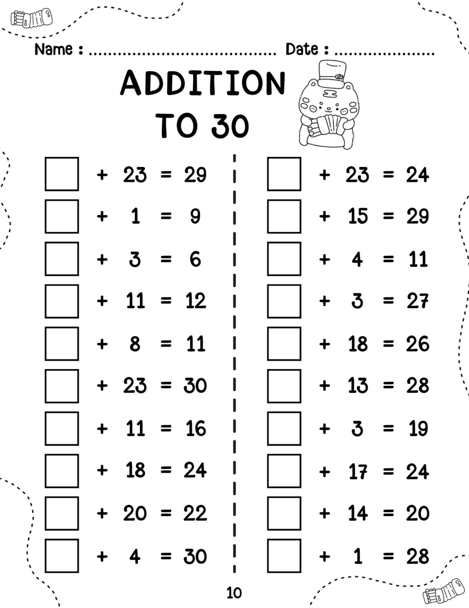 60 Printable Addition Sentences - Sums up to 30 - Etsy