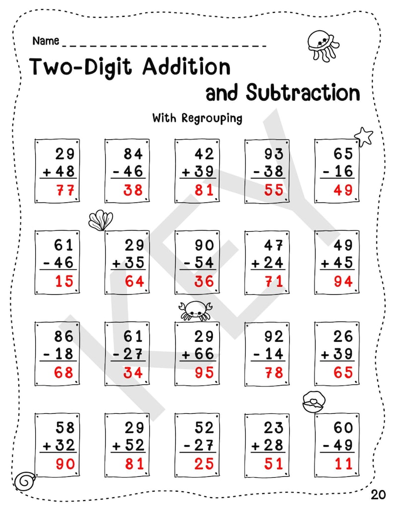 Two-digit Addition and Subtraction With Regrouping Within 100 Math ...