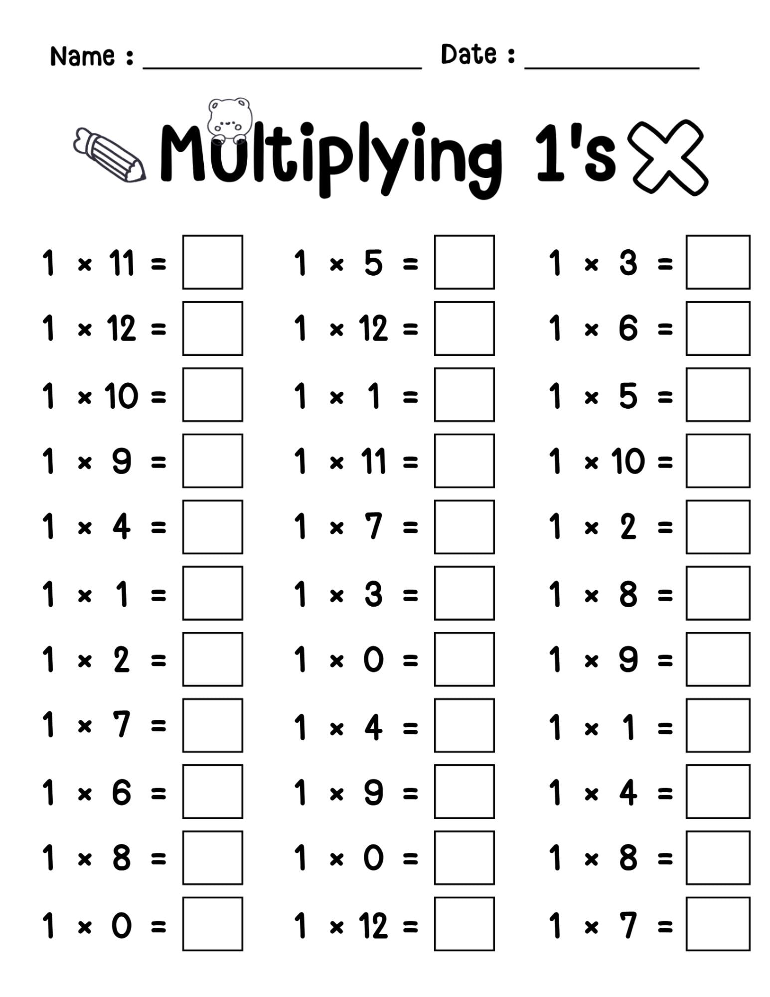 Multiplication Worksheets: Fill-in-the-blanks Math Drills (digital ...