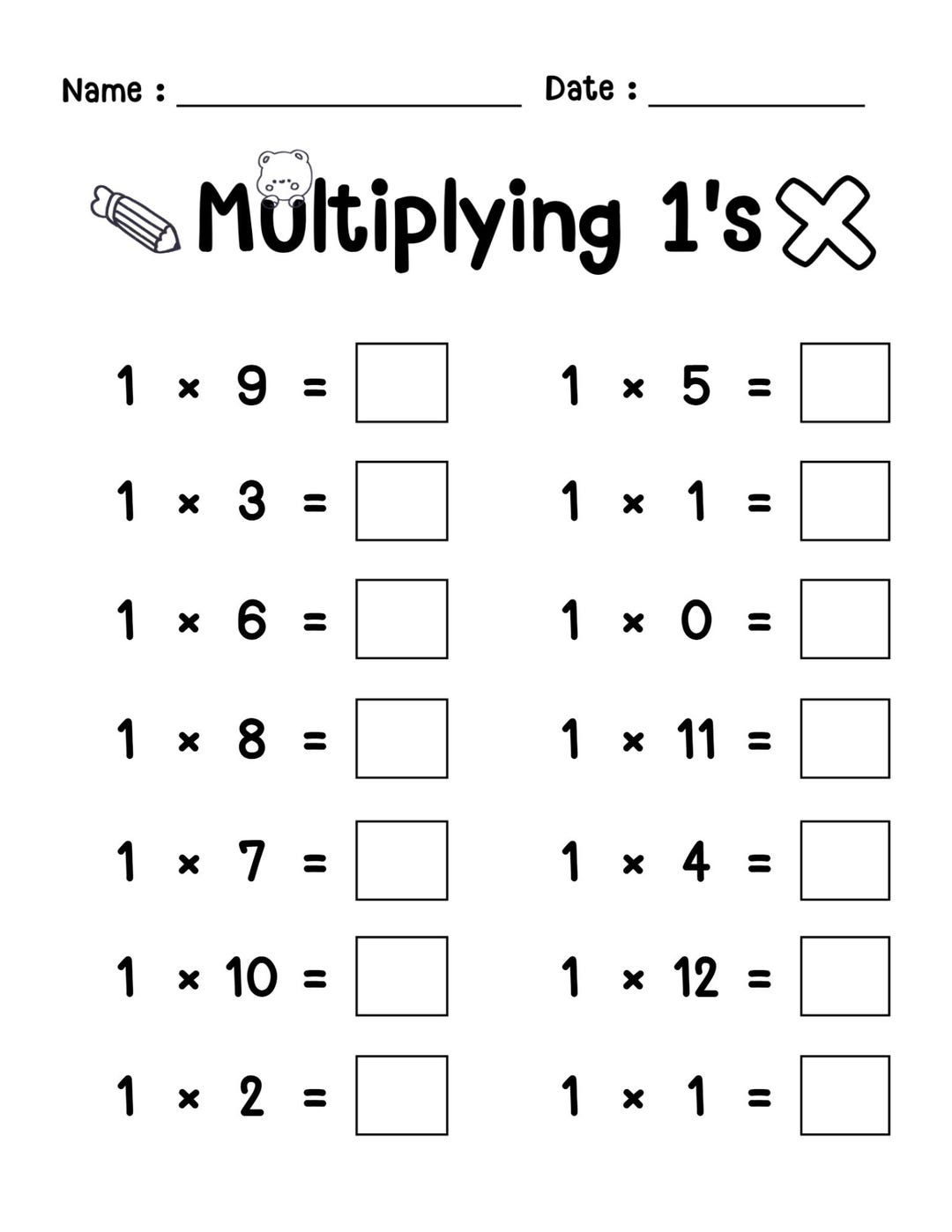 Multiplication Worksheets: Fill-in-the-blanks Math Drills (digital ...