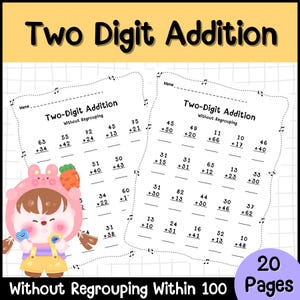Two Digit Addition Without Regrouping within 100 for 1st Grade-2nd ...