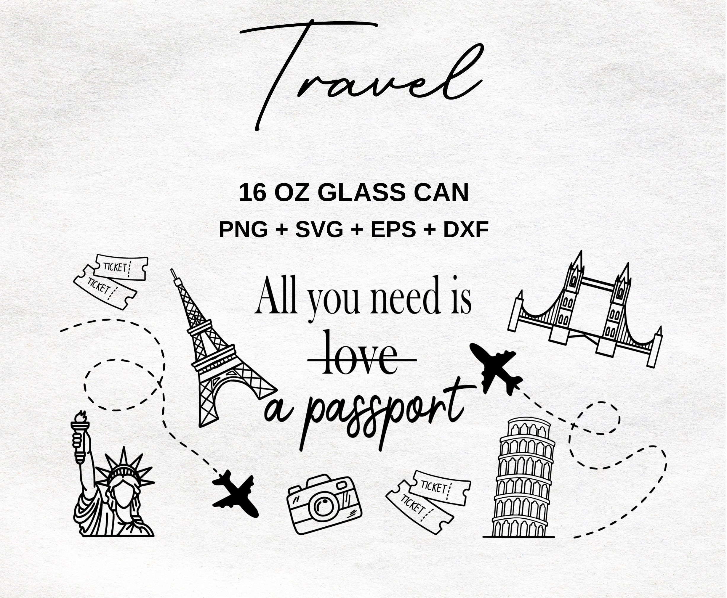 Travel Glass Cup Svg Adventure Glass Can Wrap Bundle Landmarks Glass ...