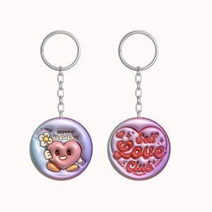3D Self Love Round Pattern Keychain Wrap Bundle | Motivational Quotes ...