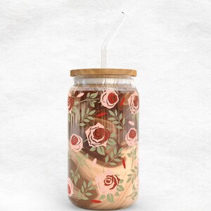 Roses 16oz Glass Can Svg | Seamless Rose Pattern Glass Can Wrap ...