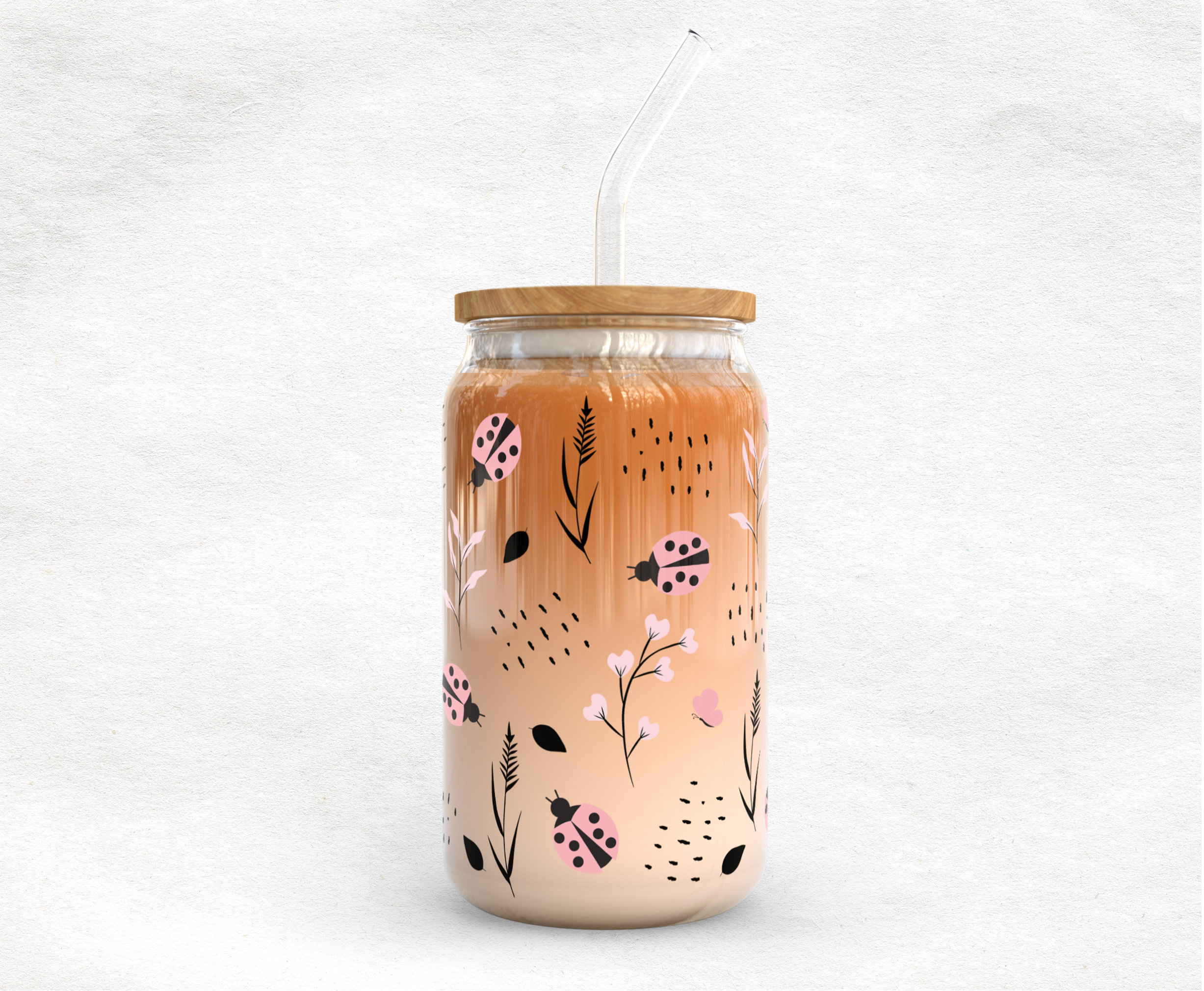 Ladybug 16oz Glass Can Svg Wild Flowers Libbey Glass Can Wrap Svg Files ...