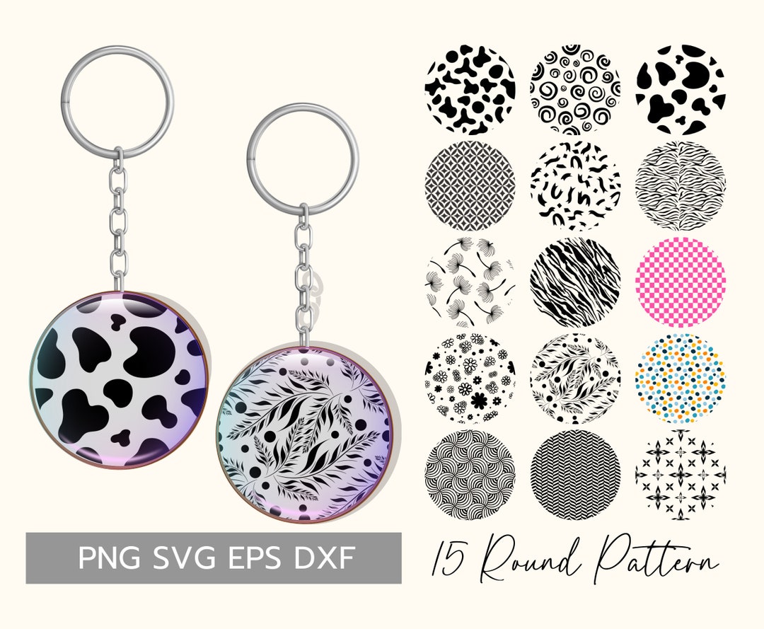 Round Pattern Keychain Wrap Bundle | Keyring Patterns Svg | Animal ...