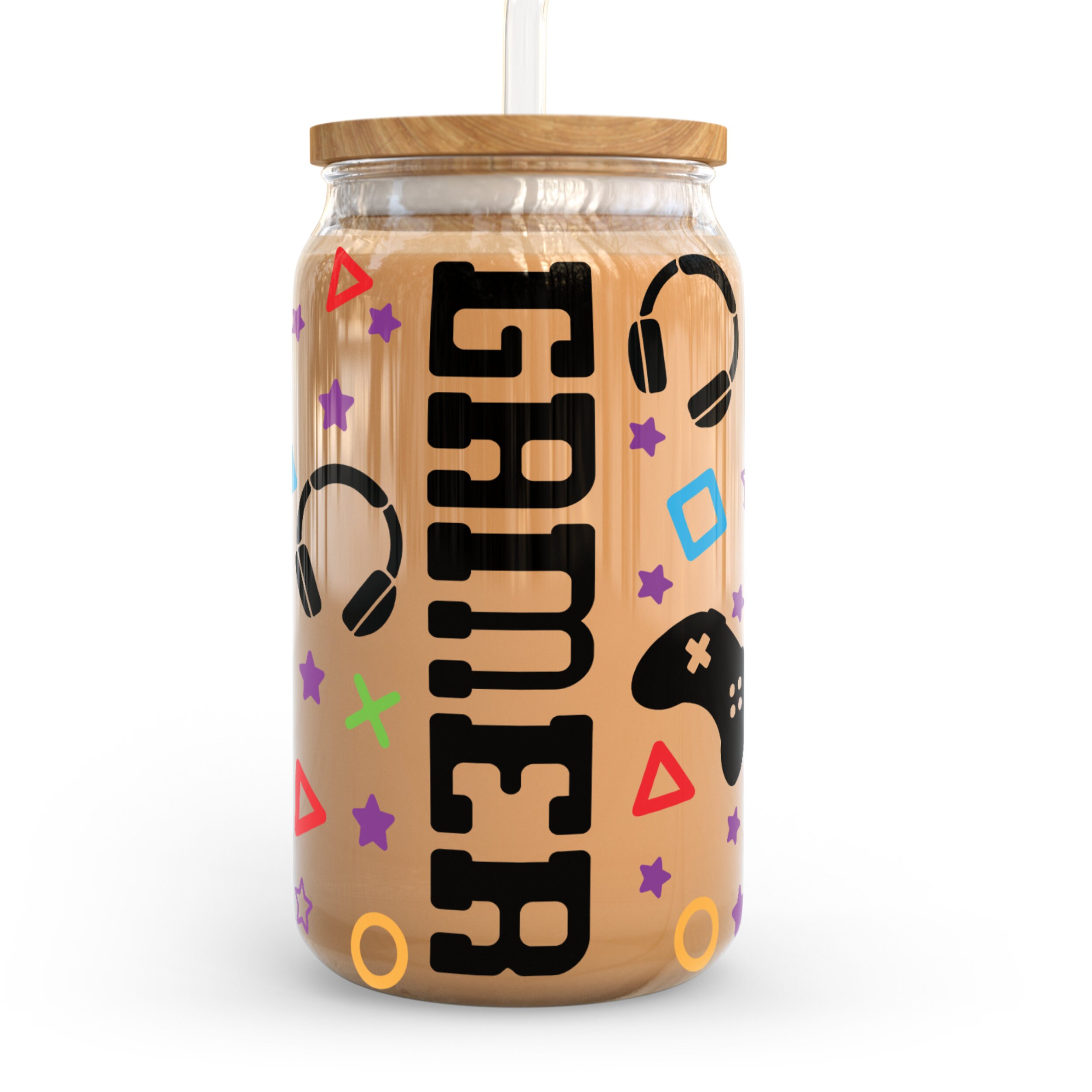 Gamer Bundle 16oz Glass Can Svg Gamer Life Can Wrap Game Over Glass Can ...