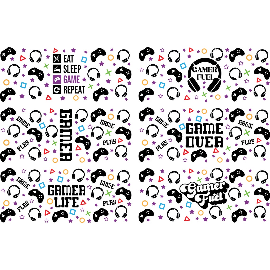 Gamer Bundle 16oz Glass Can Svg Gamer Life Can Wrap Game Over Glass Can ...