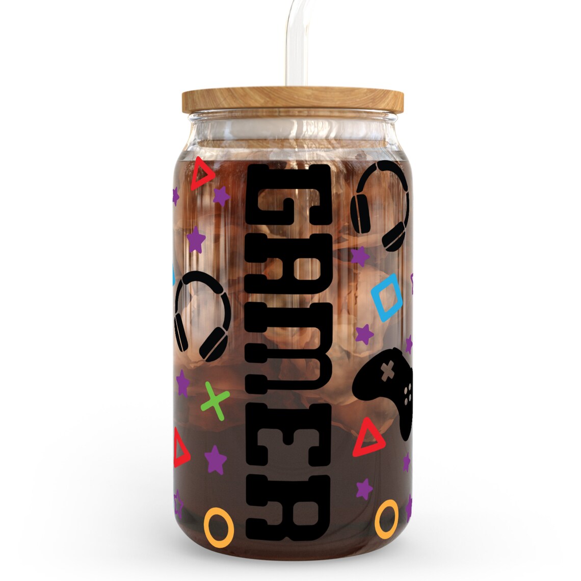Gamer Bundle 16oz Glass Can Svg Gamer Life Can Wrap Game Over Glass Can ...