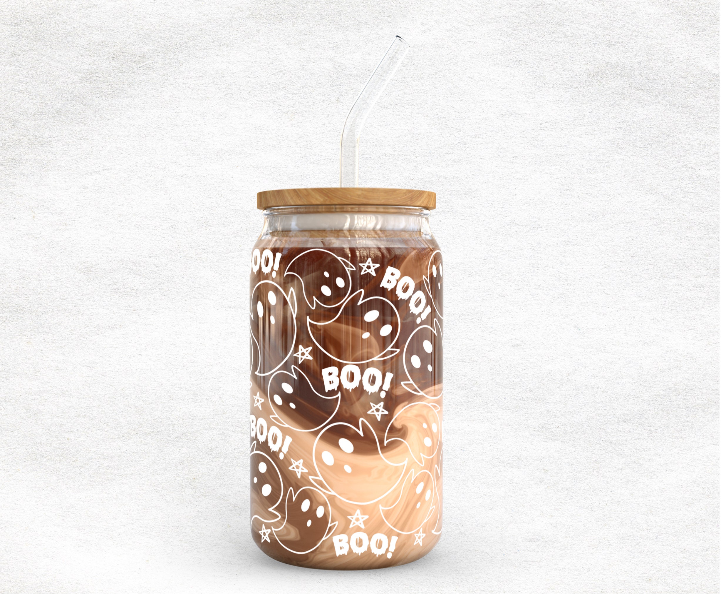 Halloween 16oz Glass Can Wrap PNG Cute Ghost Glass Cup Wrap Boo Spooky ...