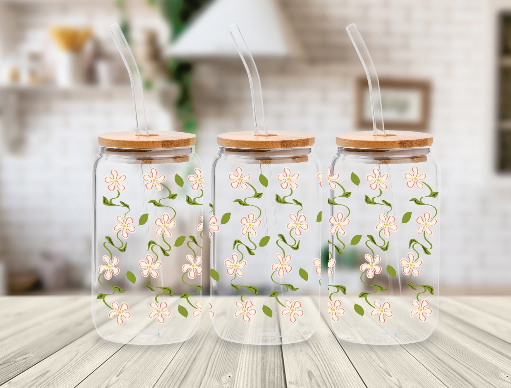 Flower Glass Cup Svg Flower Pattern Libbey Glass Can Wrap Bundle Svg ...