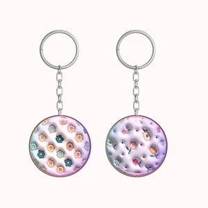 3D Floral Inflated Round Pattern Keychain Wrap Bundle | Keyring ...