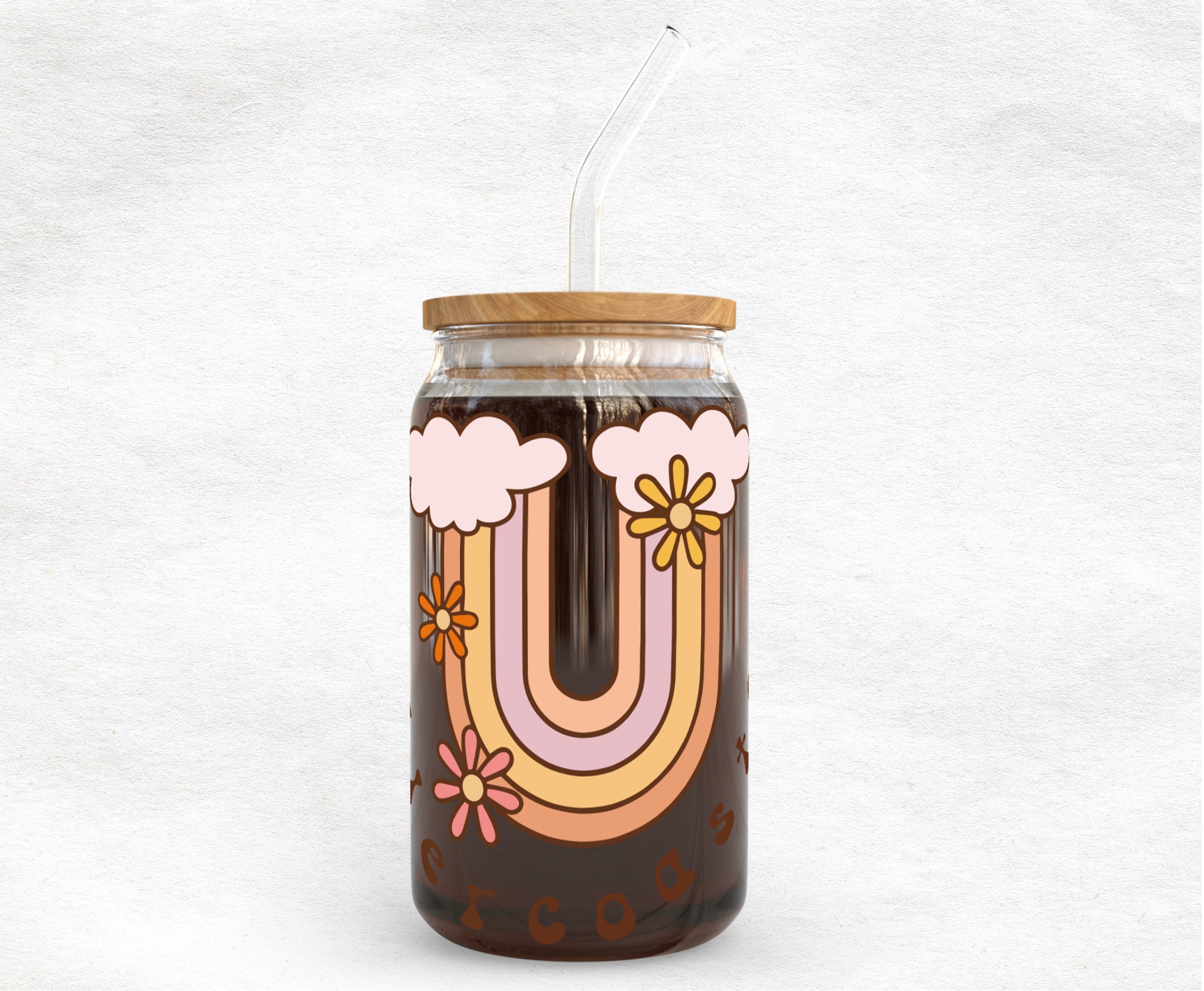 Emotional Roller Coaster 16oz Glass Can Svg, Retro Rainbow Libbey Glass ...