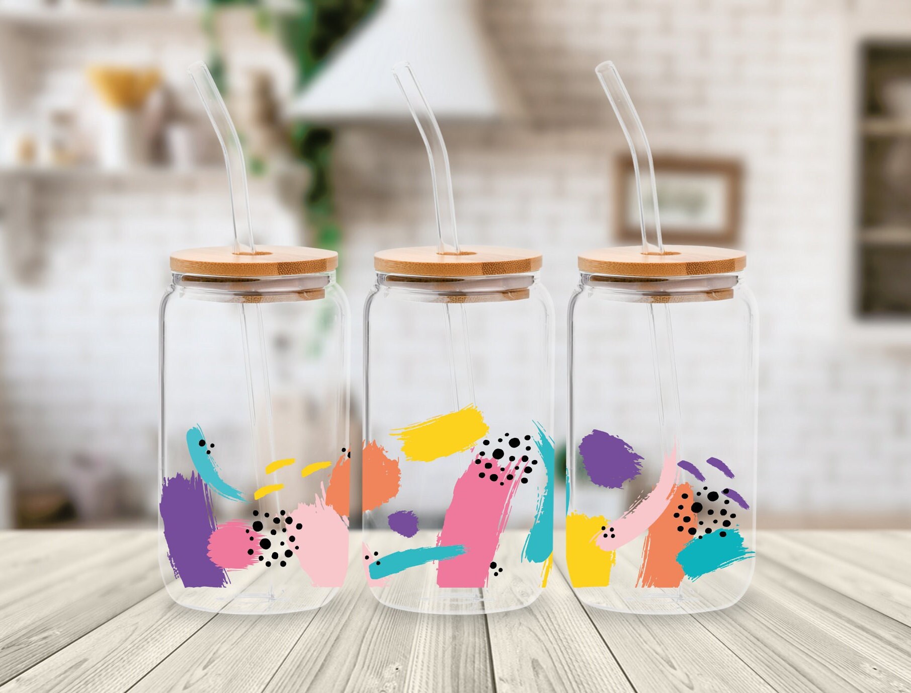 Brush Stokes 16oz Glass Can Svg, Paint Strokes Libbey Glass Can Wrap ...