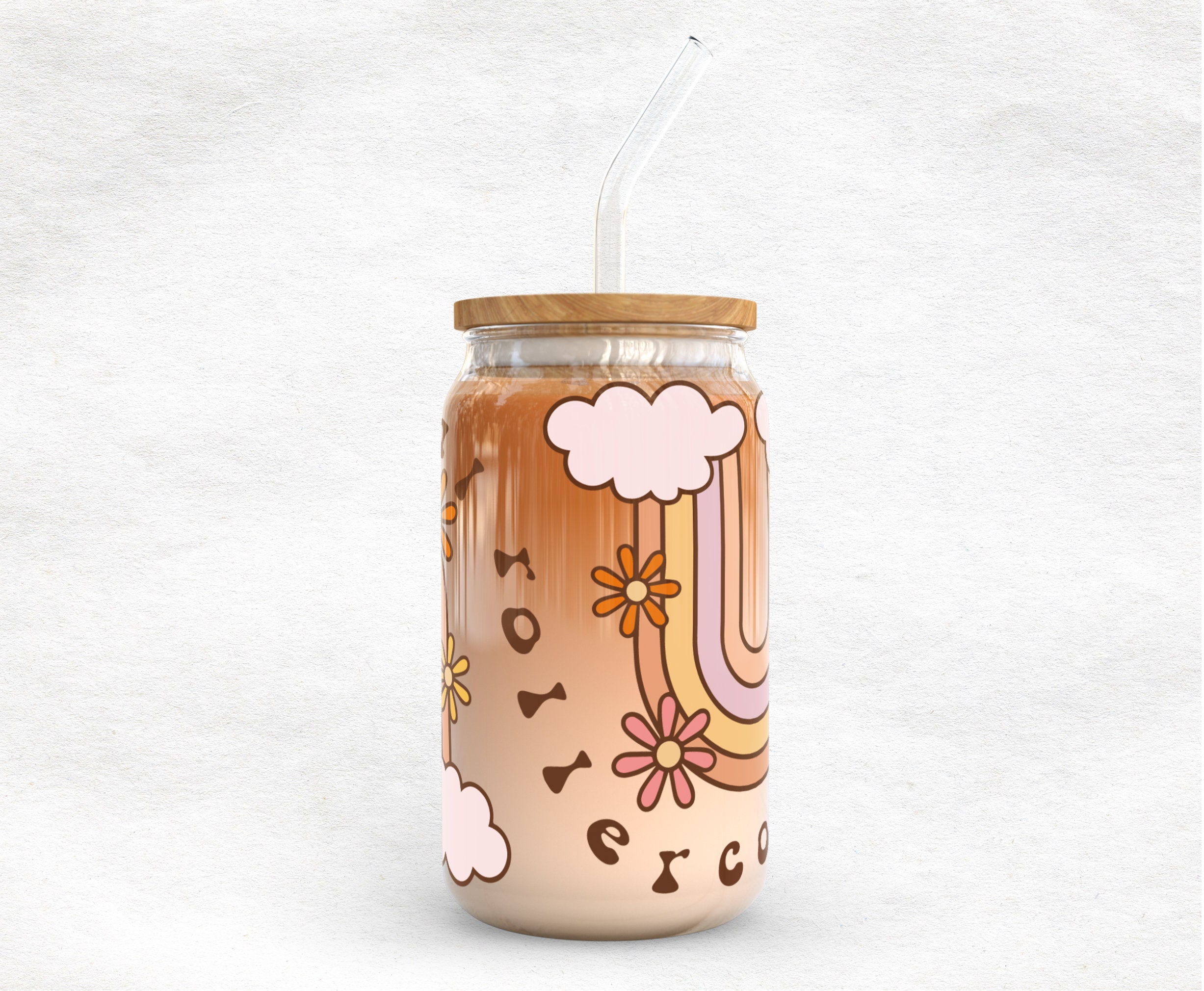 Emotional Roller Coaster 16oz Glass Can Svg, Retro Rainbow Libbey Glass ...