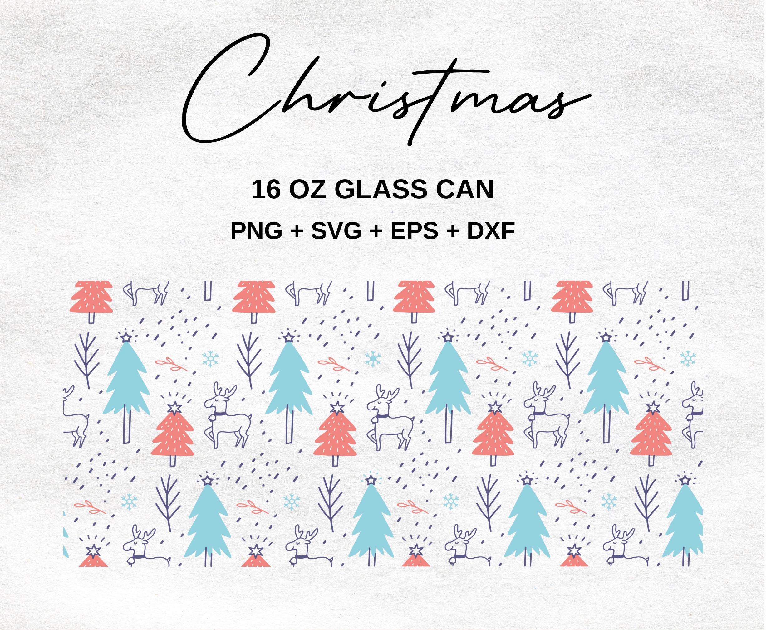 Christmas Trees Glass Cup Svg Cozy Christmas Vibes 16oz Libbey Glass ...