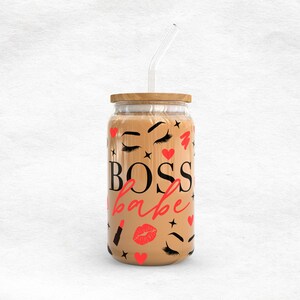 Boss Babe 16oz Glass Can Svg | Makeup Glass Can Wrap | Boss Lady Glass ...