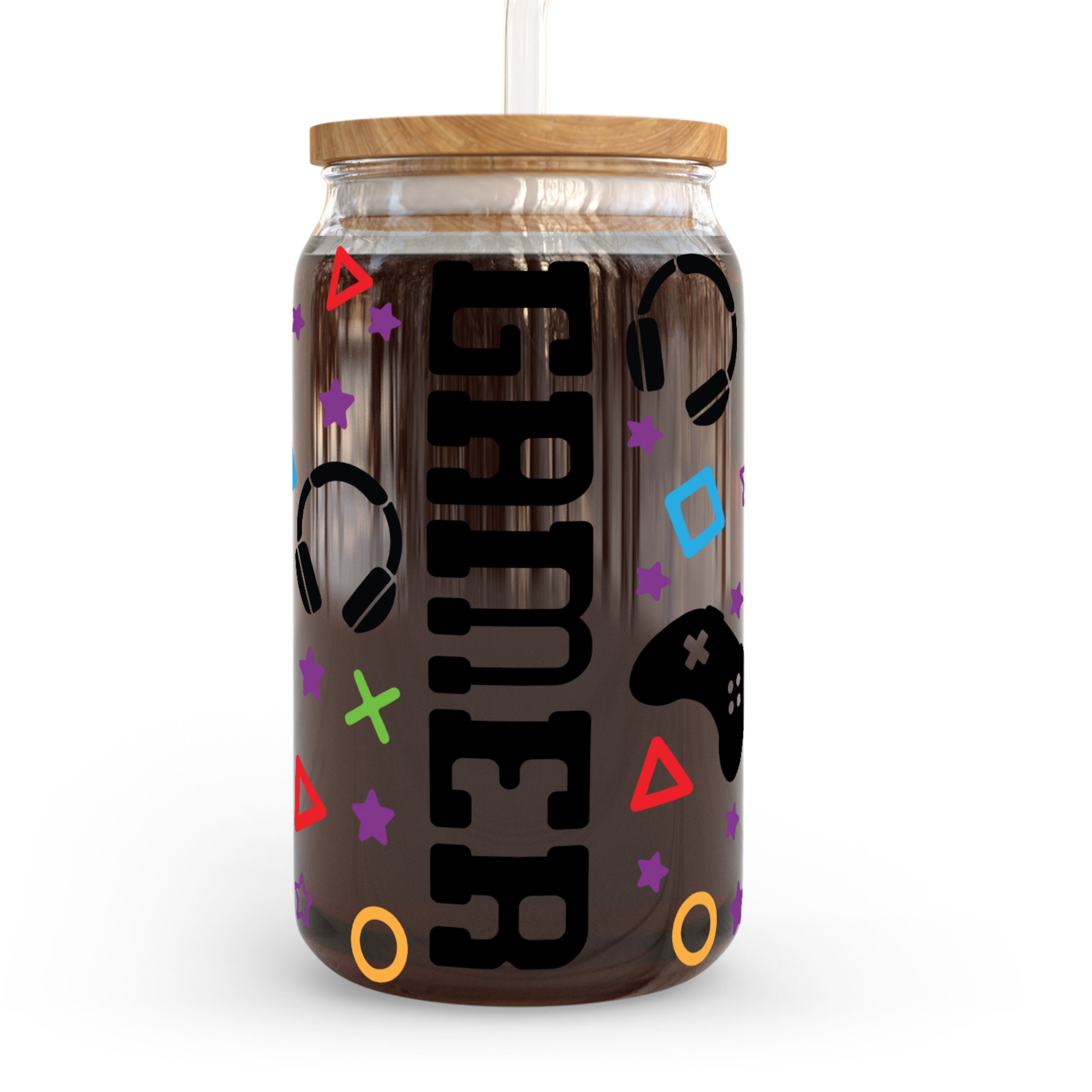 Gamer Bundle 16oz Glass Can Svg Gamer Life Can Wrap Game Over Glass Can ...