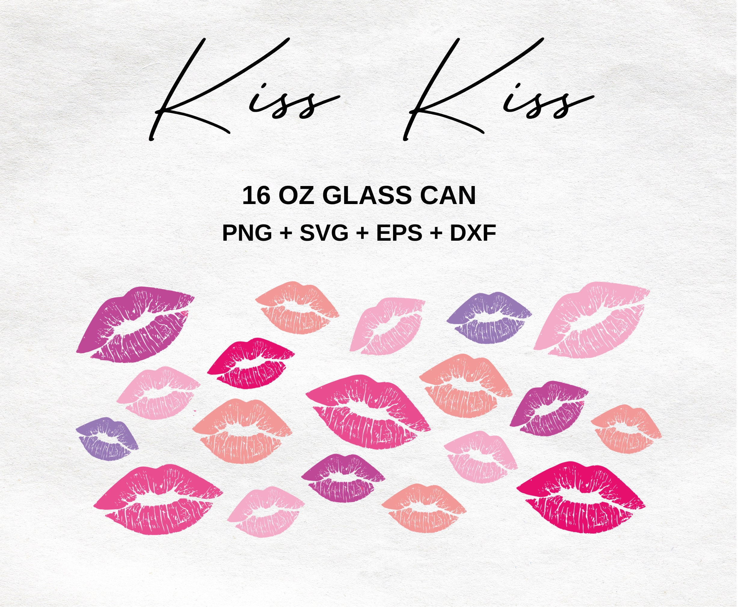 Muah Kiss Lips 16oz Glass Can Svg, Lipstick Stains Libbey Glass Can ...
