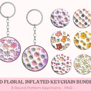 3D Floral Inflated Round Pattern Keychain Wrap Bundle | Keyring ...