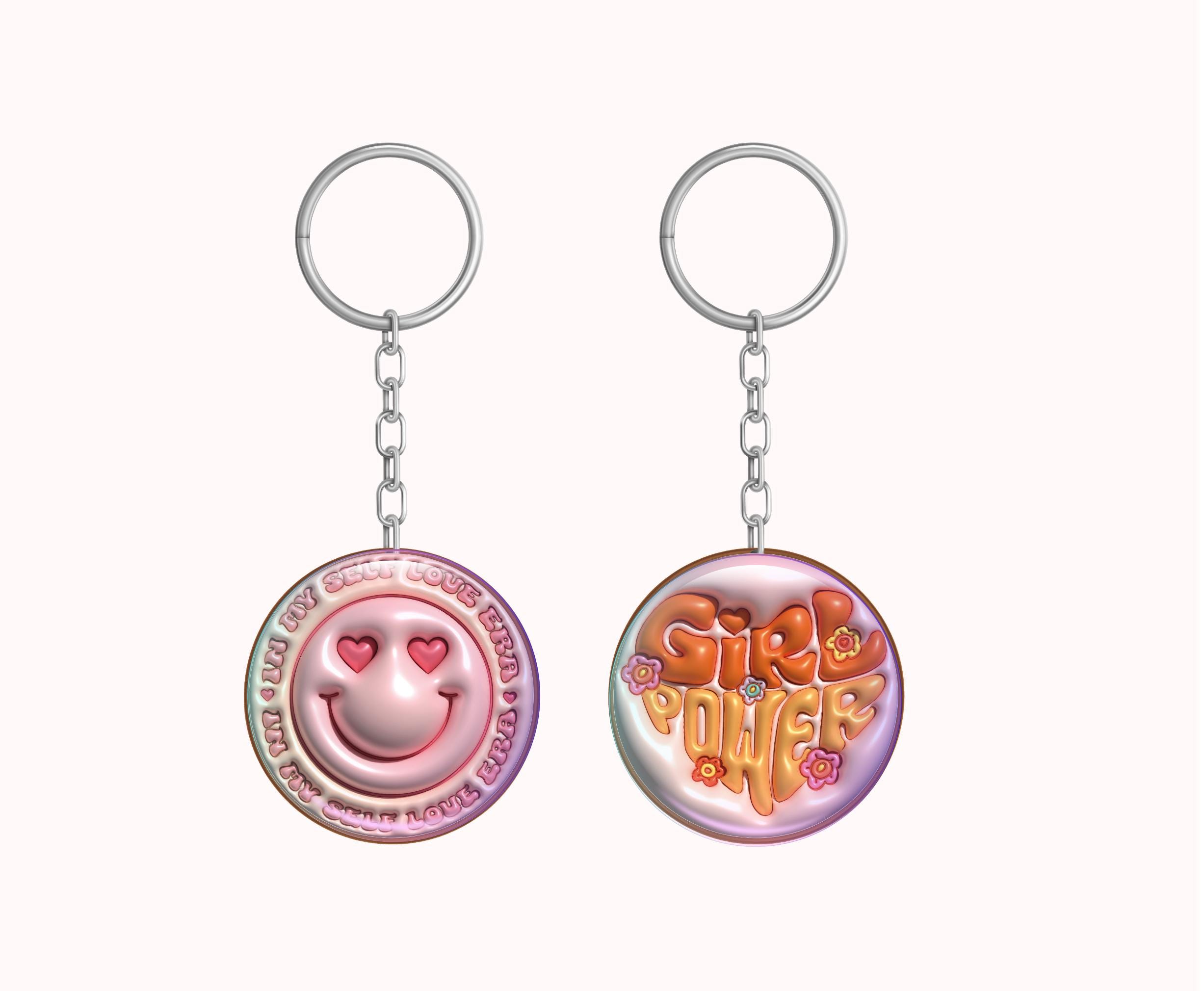 3D Self Love Round Pattern Keychain Wrap Bundle Motivational Quotes ...