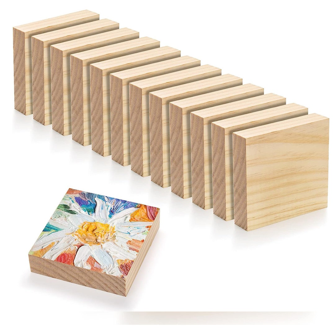 12 Pack Unfinished Wood Blocks for Art and Crafts 4 X 4 X 1 - Etsy