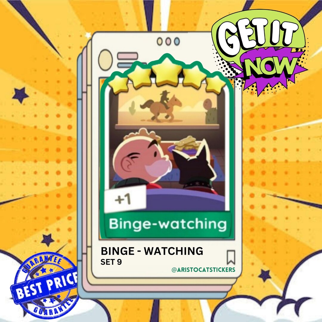 Monopoly Go Digital Sticker binge Watching - Etsy