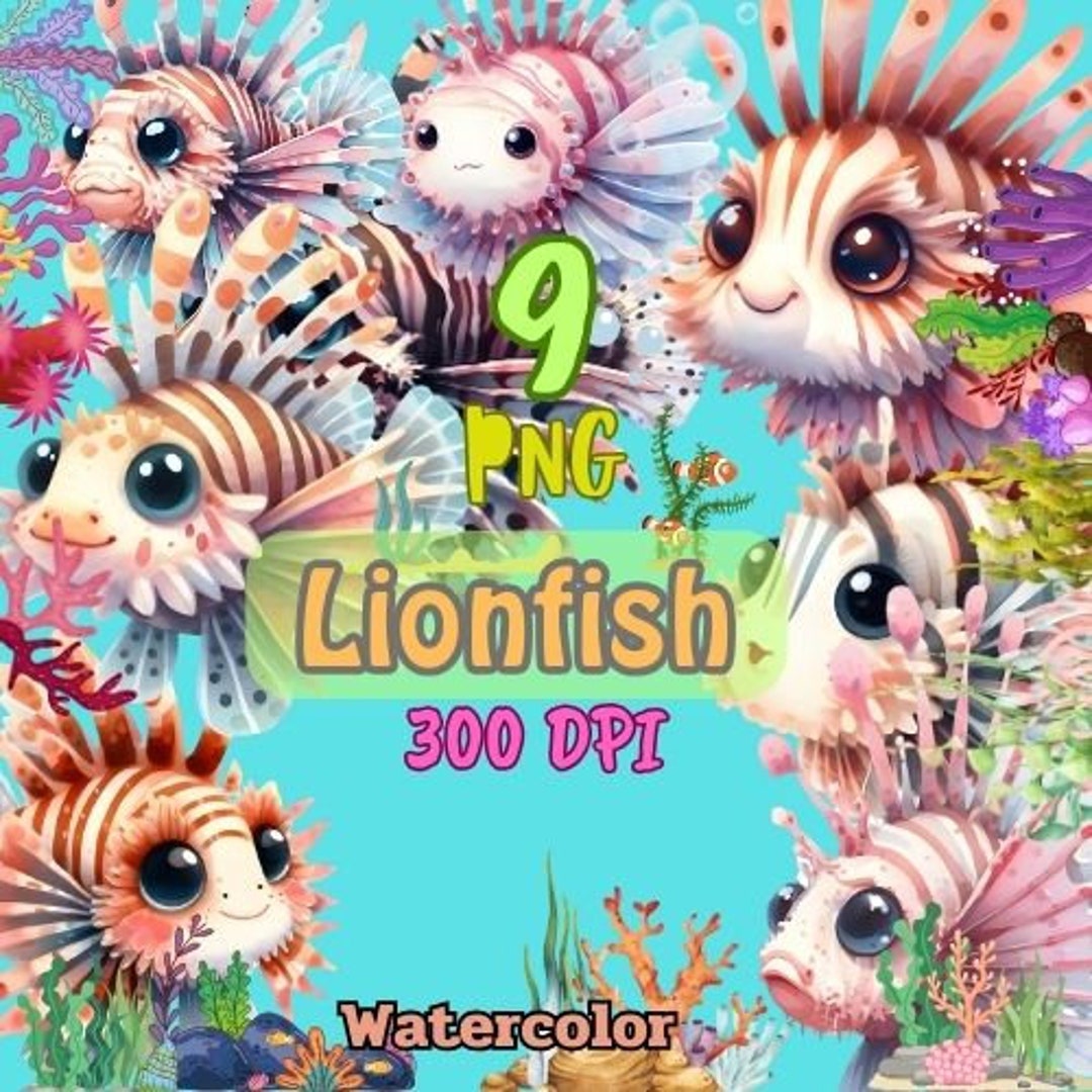 Lionfish Clipart Set: Elegant Underwater Graphics for DIY Projects and ...