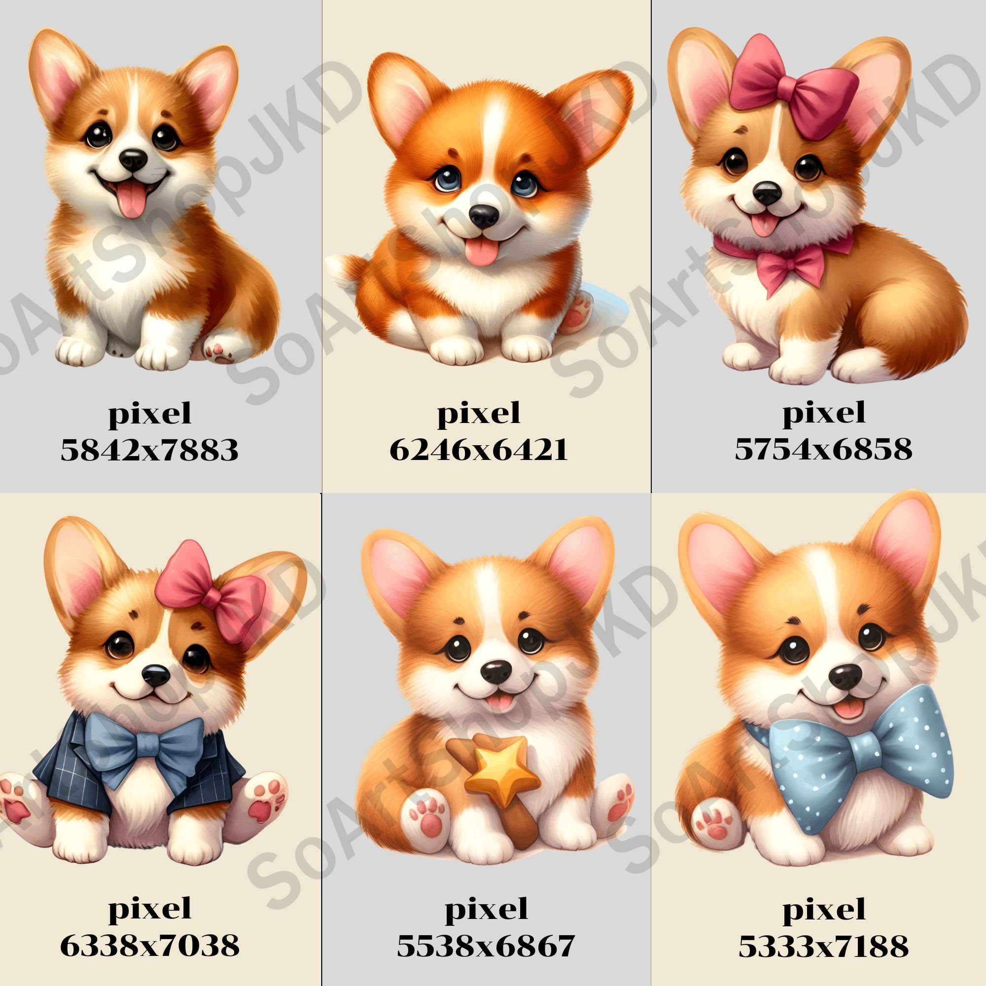 Cute Corgi Clipart Set Adorable Dog Graphics for Crafts, Scrapbooking ...