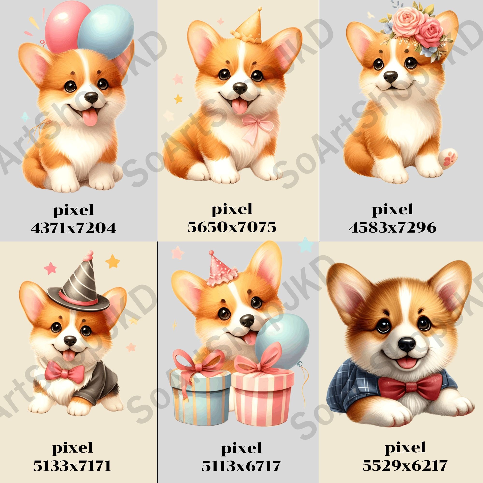 Cute Corgi Clipart Set Adorable Dog Graphics for Crafts, Scrapbooking ...