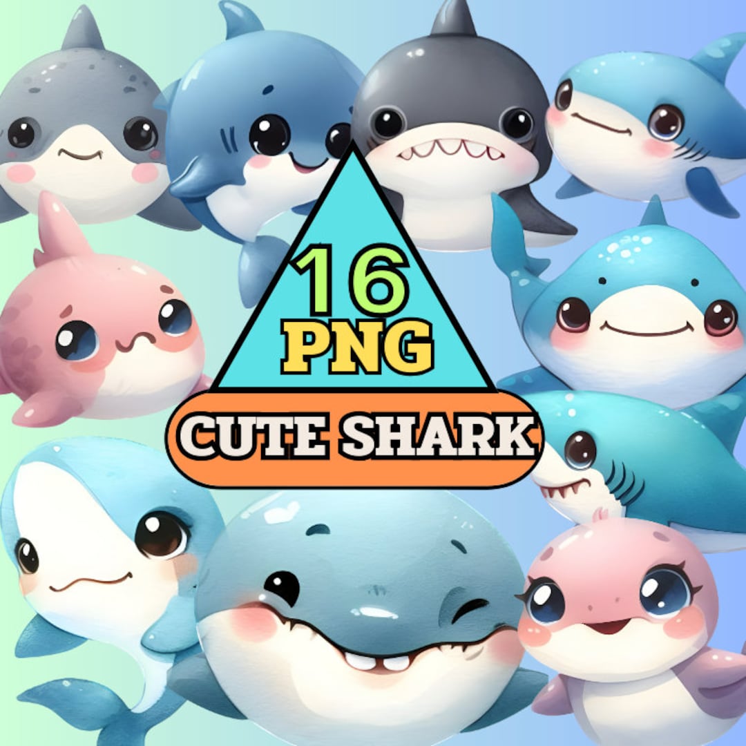 Adorable and Cute Sharks in Different Poses and Colors to Brighten Your ...