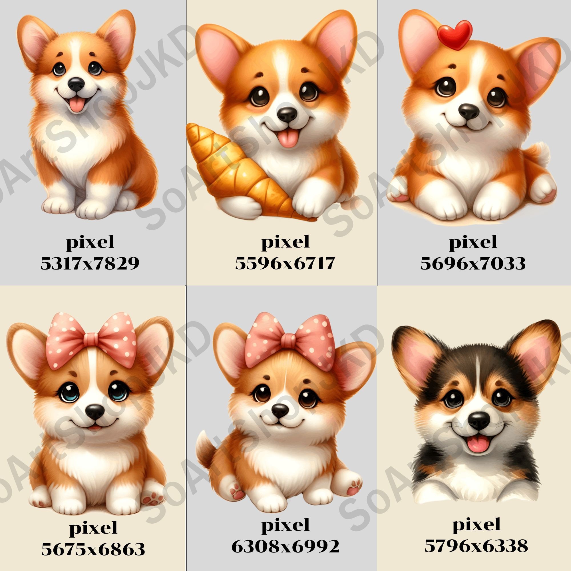 Cute Corgi Clipart Set Adorable Dog Graphics for Crafts, Scrapbooking ...