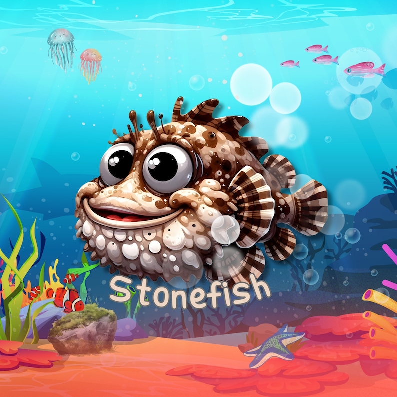 Mystical Stonefish Wonders: 12 PNG Cute Stonefish Clipart - Adorable ...