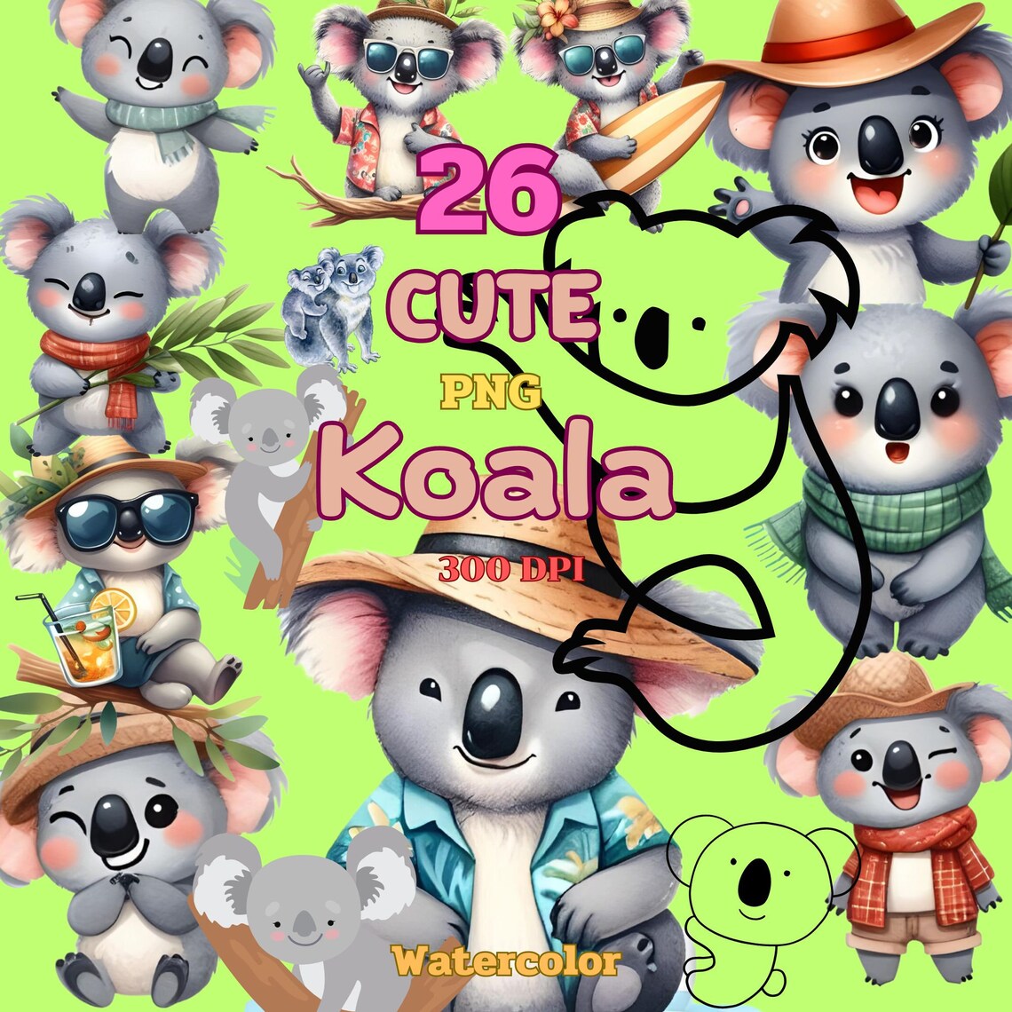 Koala Clipart: Australian PNG Graphics (digital Download - Etsy