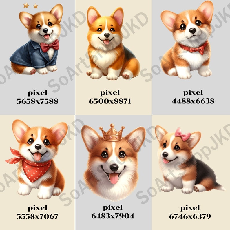 Cute Corgi Clipart Set Adorable Dog Graphics for Crafts, Scrapbooking ...