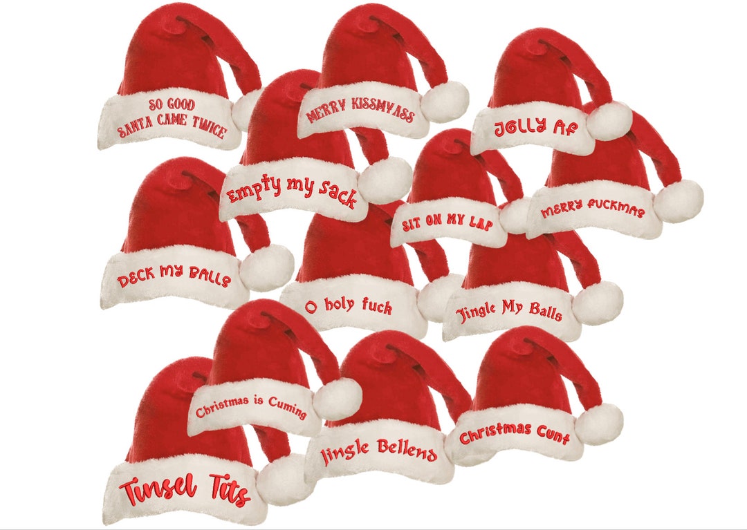 Funny Sweary Embroidered PLUSH Santa Hat Christmas Gag Gift, Naughty ...